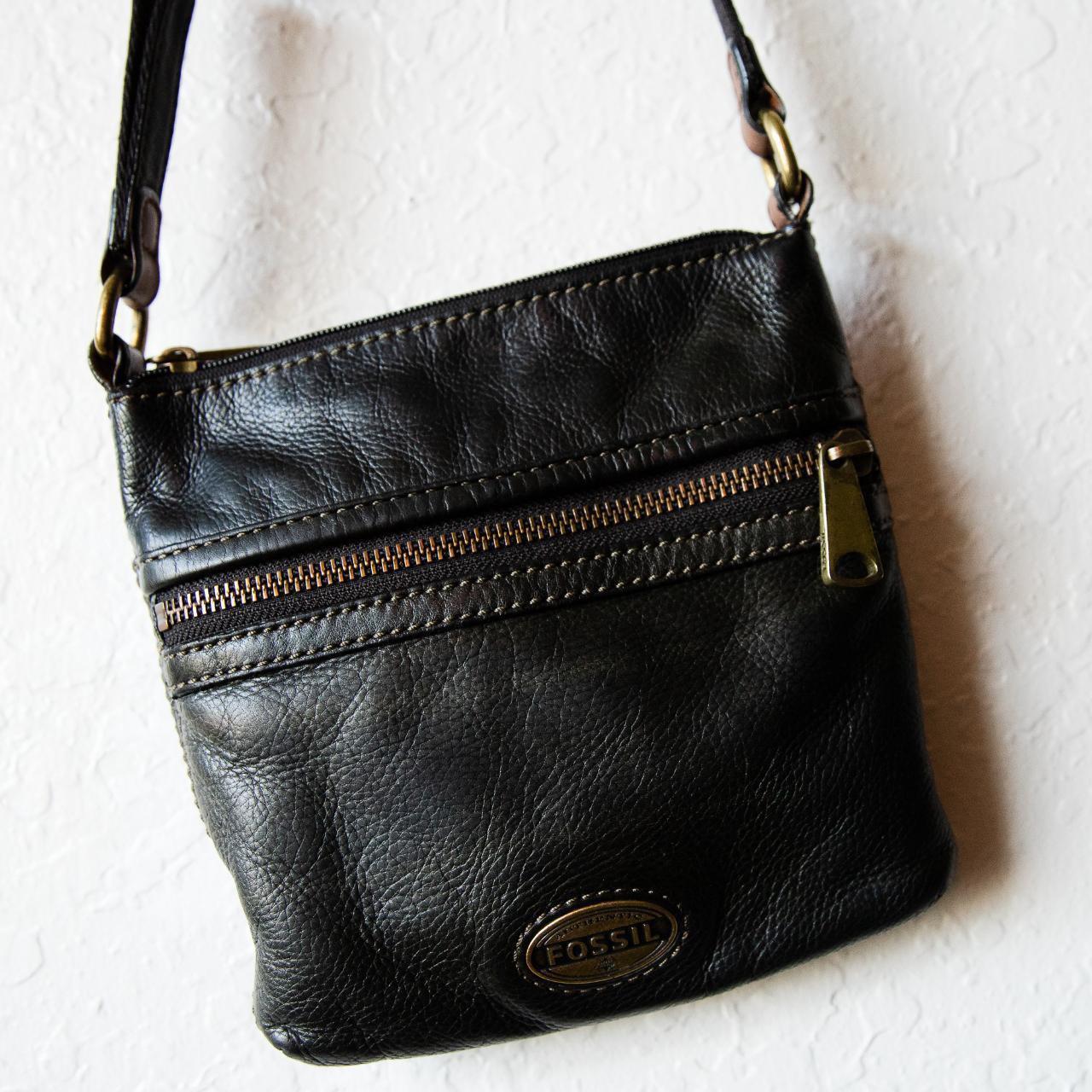 black Fossil "Explorer Leather Mini Crossbody" -... - Depop