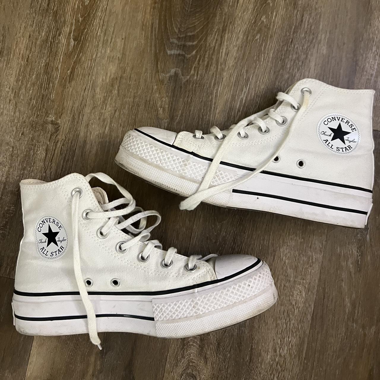 White Platform Converse size 7! Great condition only... - Depop
