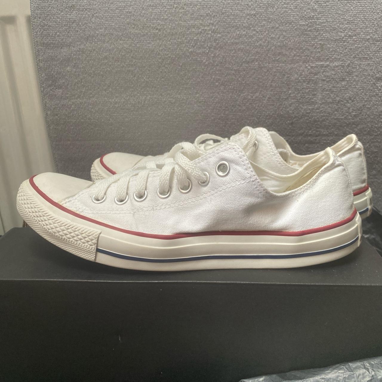 Converse all star white & red low tops - Depop