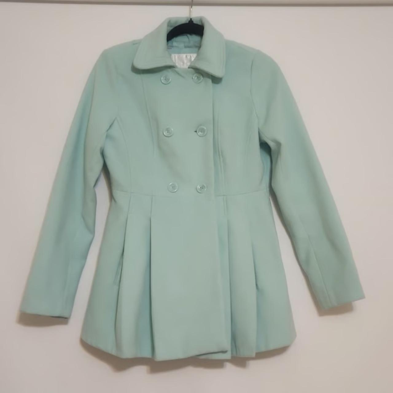 Xhilaration Turquoise wool coat Pleated... - Depop