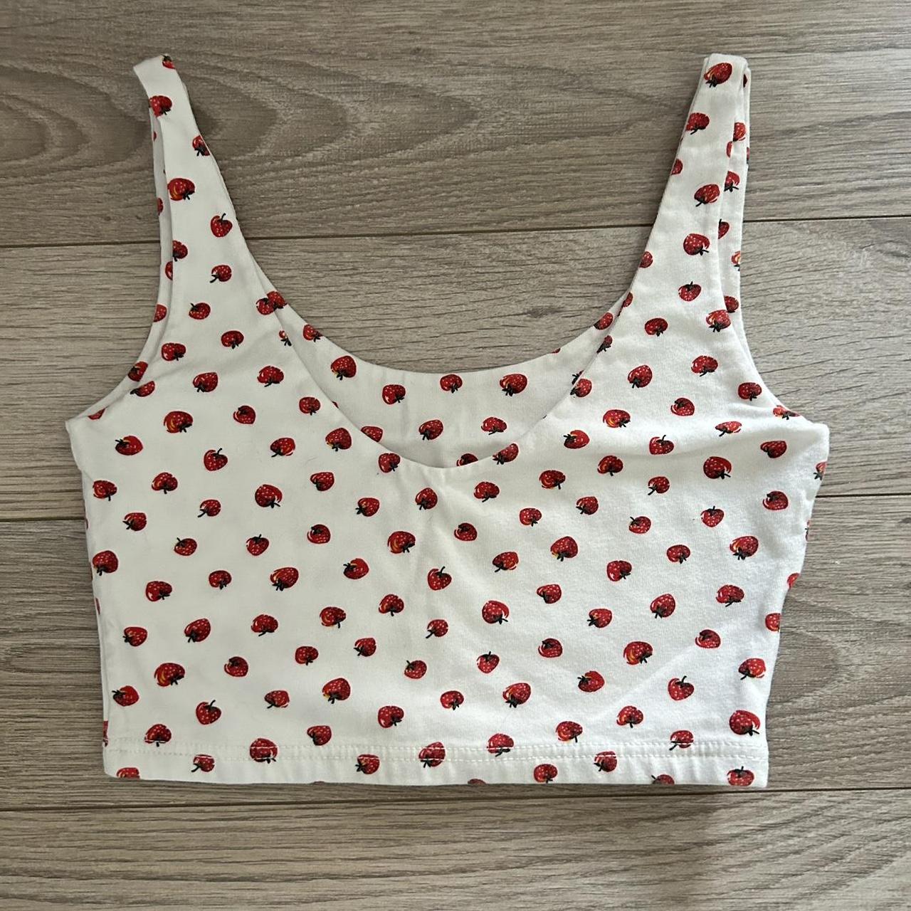 brandy melville strawberry bra discontinued item,... - Depop