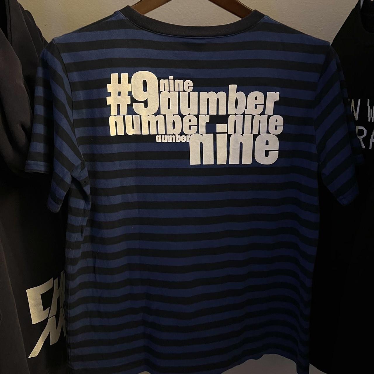 NumberNine blue striped T-shirt •Size 2 (Dm for... - Depop