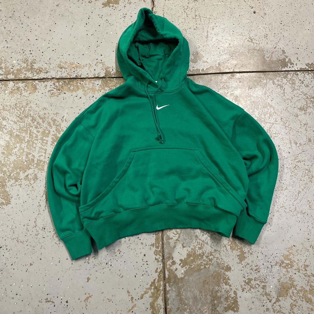 Vintage Nike Center Swoosh Boxy Green Nike Hoodie... - Depop
