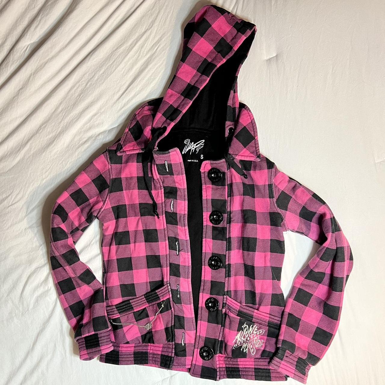 WAR - we all ride women’s pink checkered jacket... - Depop