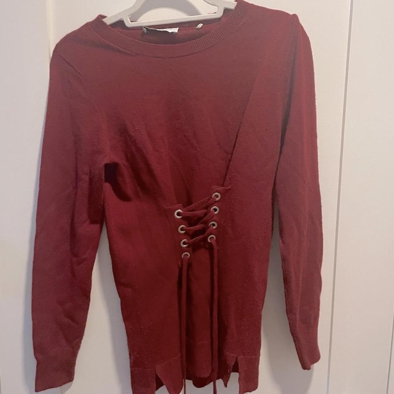 Sandro Red Corset Sweater Small/ Designer size 1 - Depop