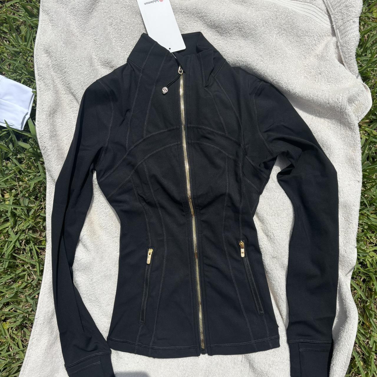 Black Lulu jacket with gold zippers. Never worn Size 6 | Depop