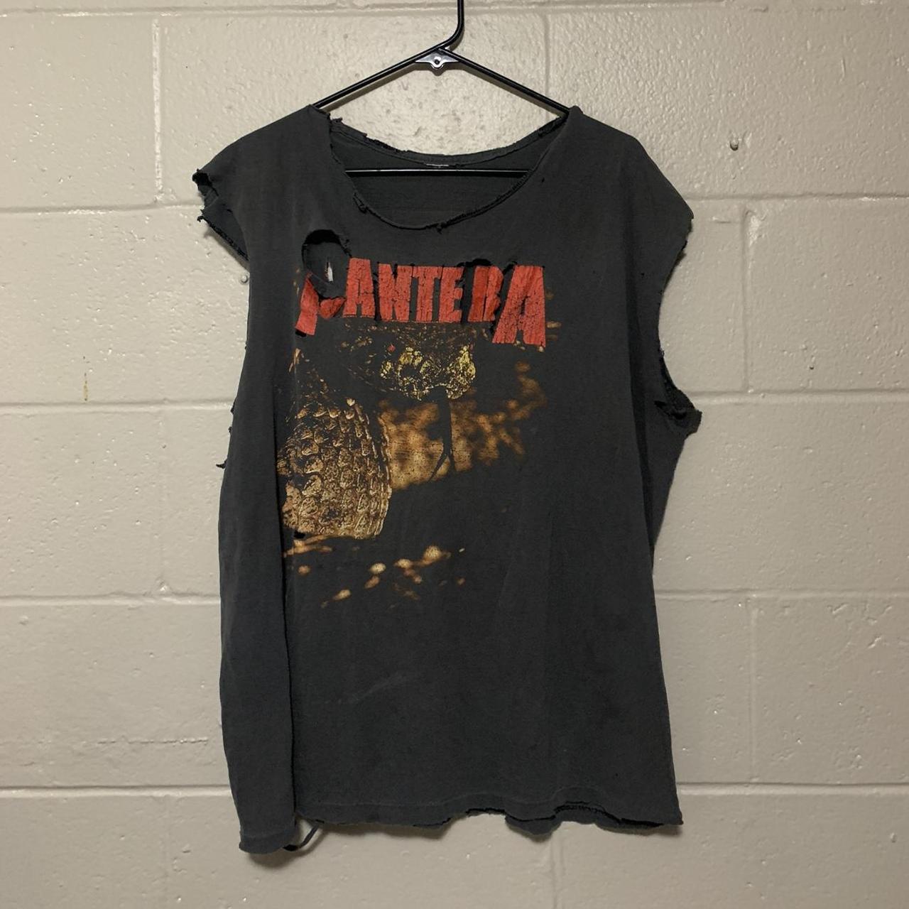 Mid 90s vintage single stitch Pantera shirt chopped... - Depop