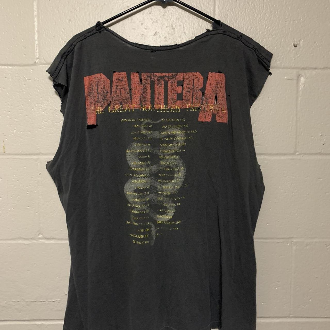 Mid 90s vintage single stitch Pantera shirt chopped... - Depop