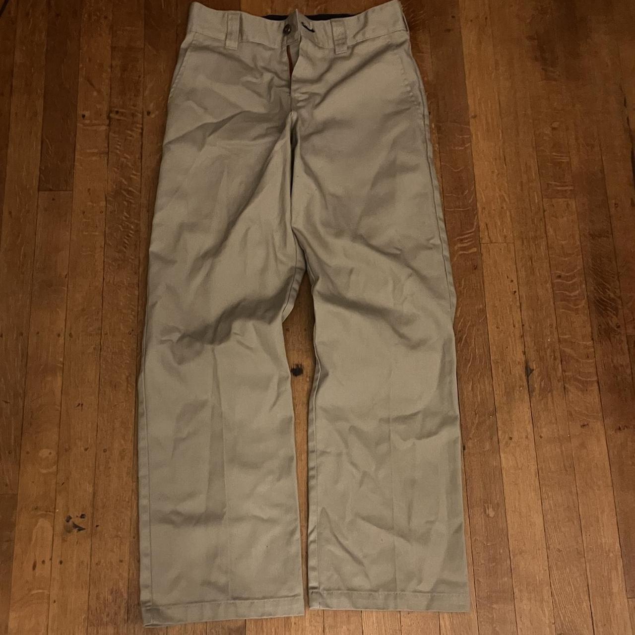 baggy skater dickies khaki pants lightly worn but no... - Depop