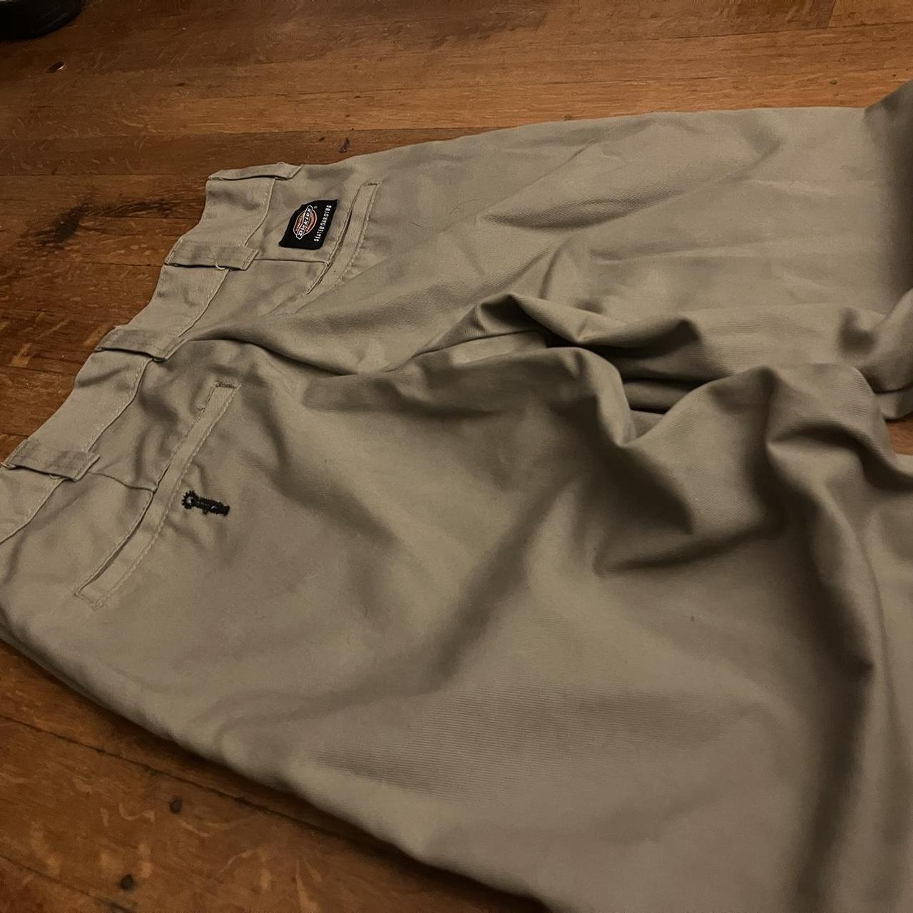 baggy skater dickies khaki pants lightly worn but no... - Depop