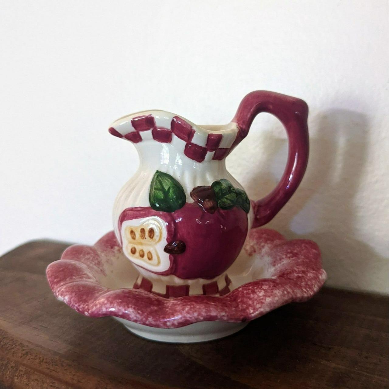 Miniature apple pitcher and basin. Engraved on the... - Depop