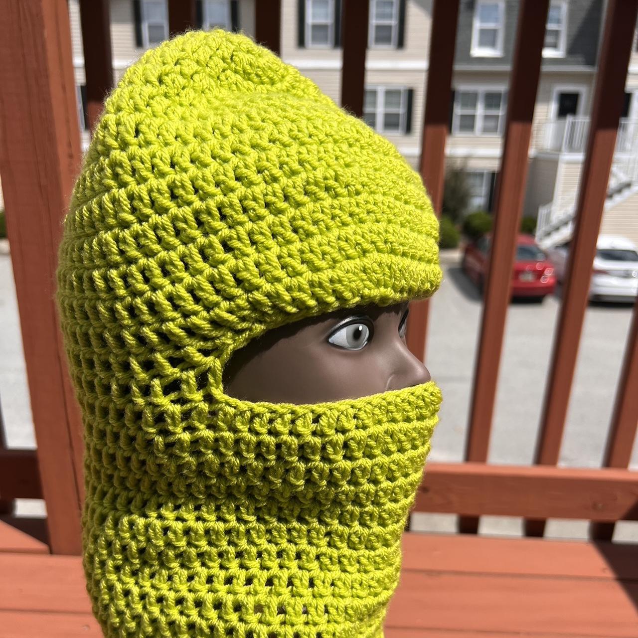 Lime green ski mask Handmade by me Fits S #crochet... - Depop