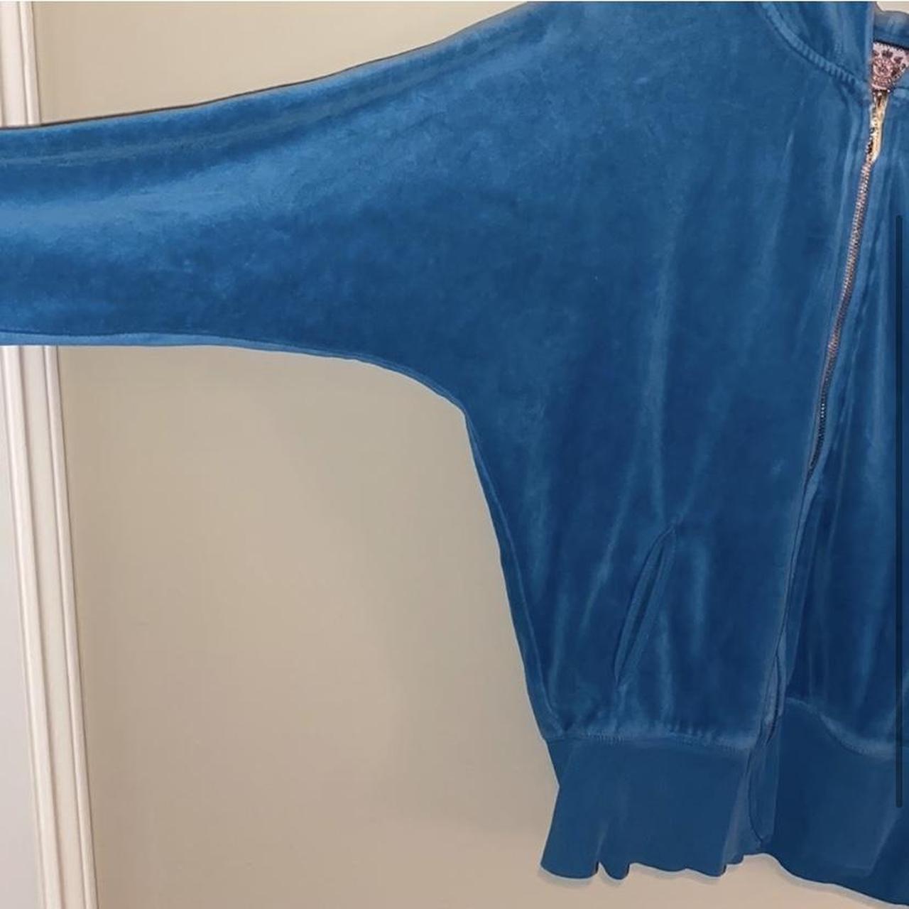 Teal Blue Juicy Couture Velour Zip Up Hoodie With... - Depop