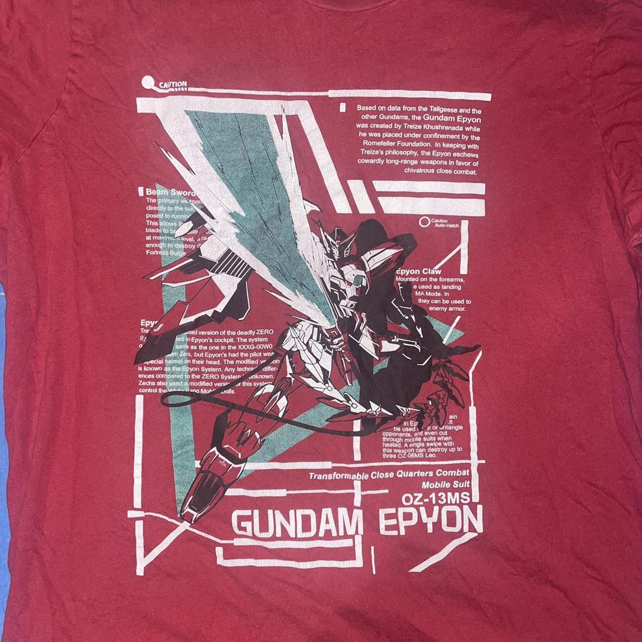 Red Gundam Epyon shirt, worn frequently. Washed cold... - Depop