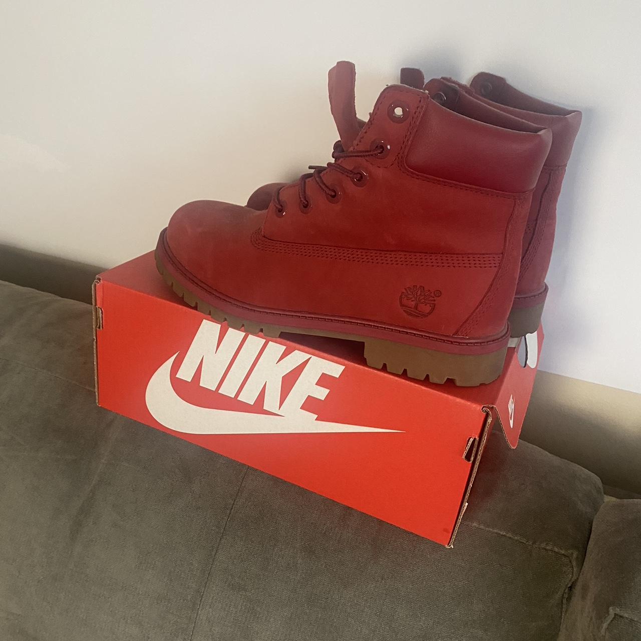 Red Timberlands Great Condition Size US 6 - Depop