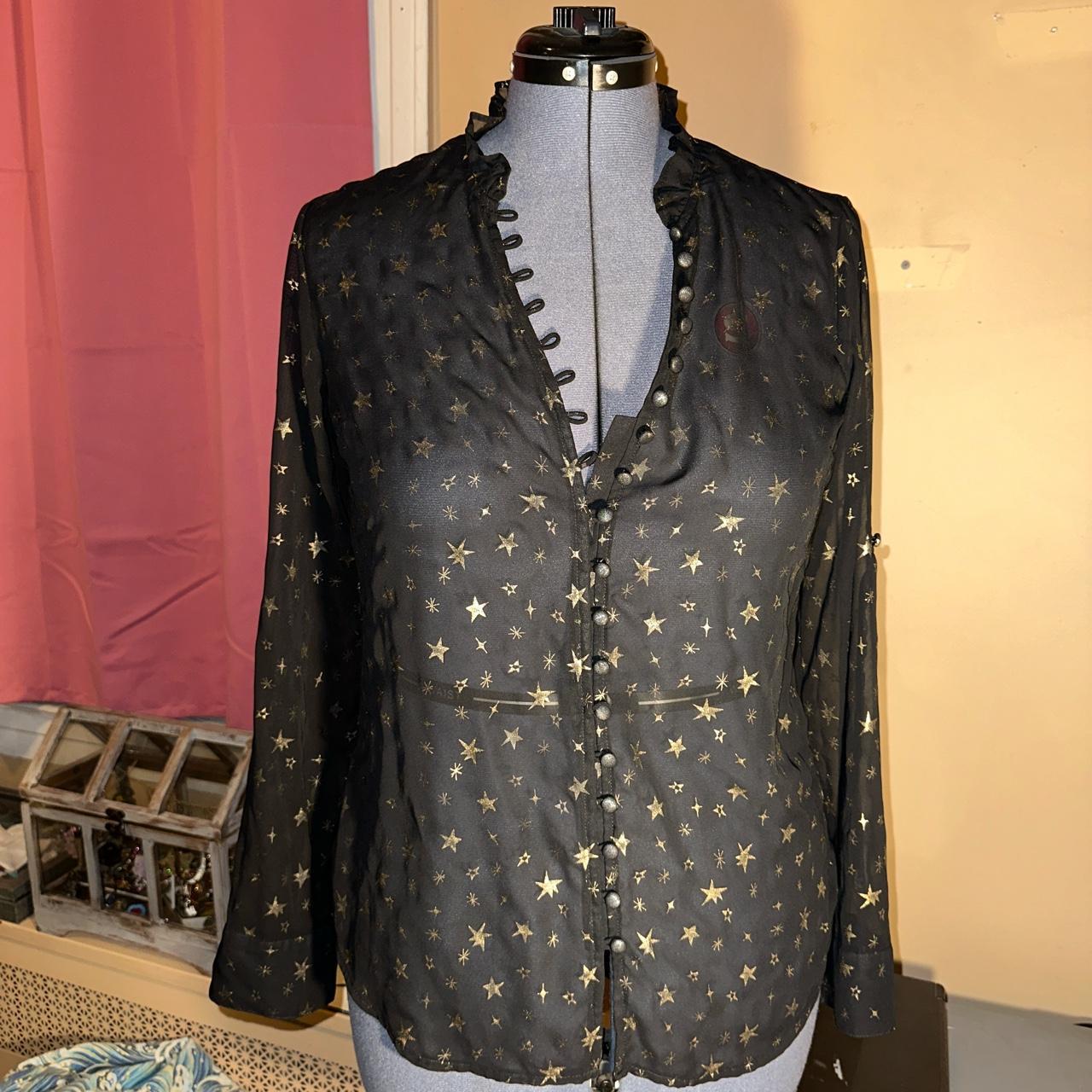 Black starry blouse #blacksheer Perfect for date ... - Depop