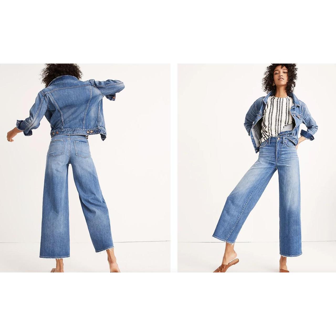 NWT Madewell Wide-Leg Crop Jeans in Finney Wash Size... - Depop