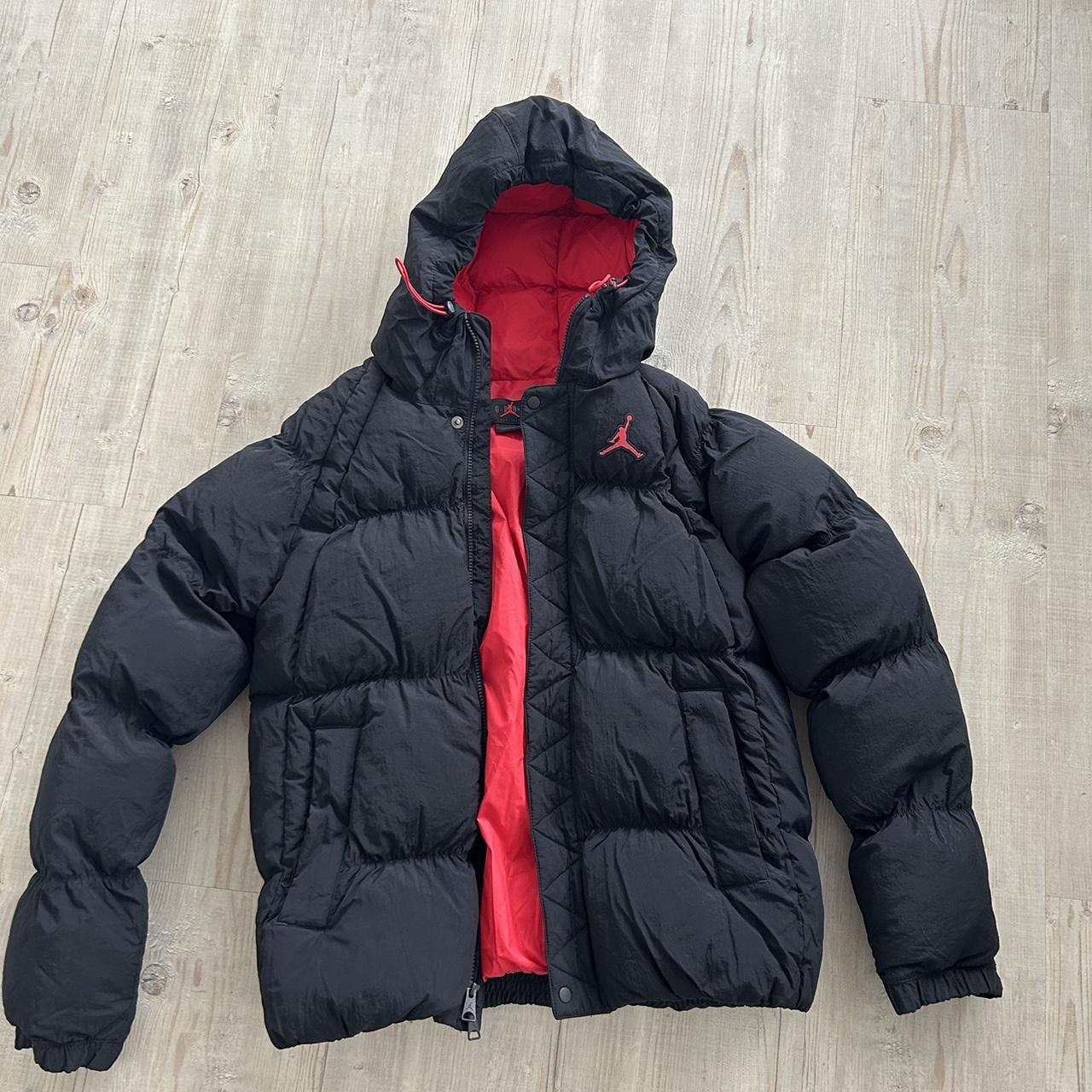 JORDANS PUFFER JACKET Junior Boys BLACK/RED NEVER... - Depop