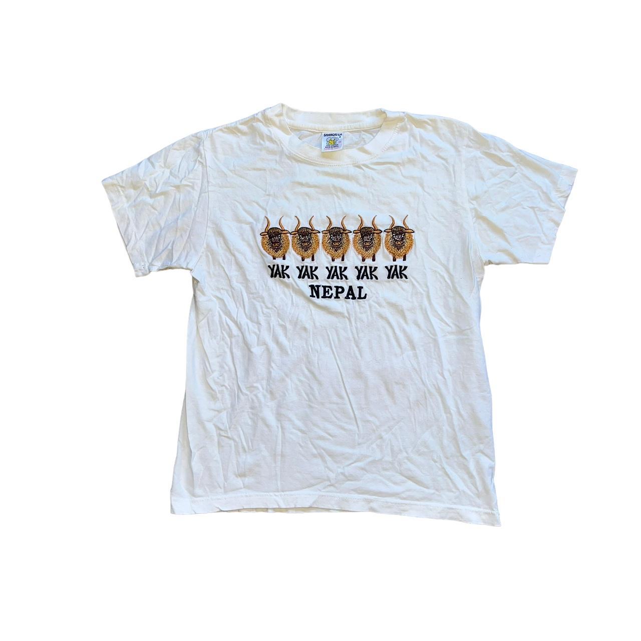 Women's White and Brown T-shirt | Depop