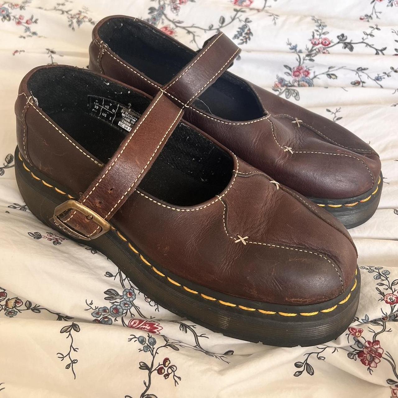 vintage RARE dr martens brown mary jane docs with... - Depop