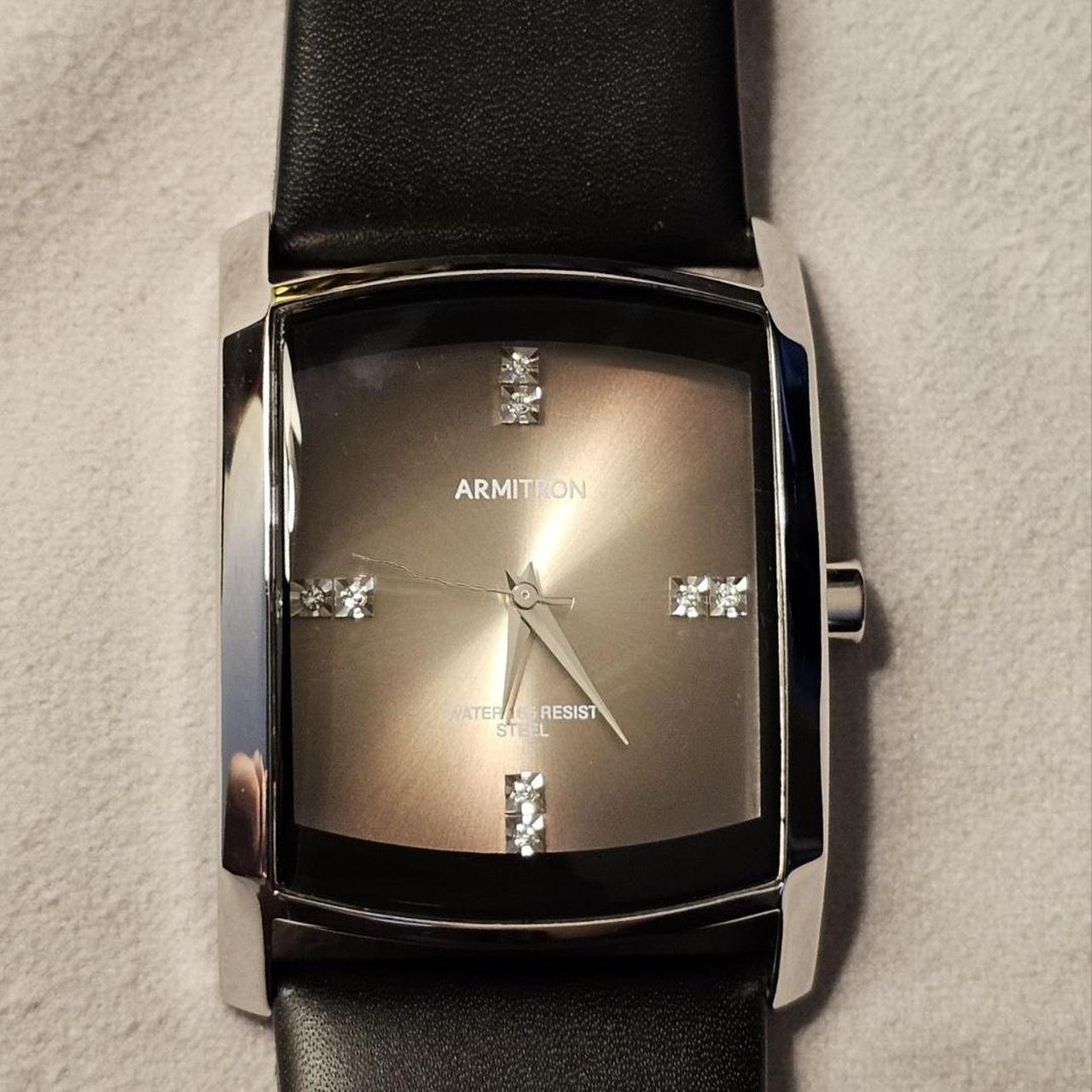 ARMITRON watch 8 crystals Leather strap Stainless... - Depop