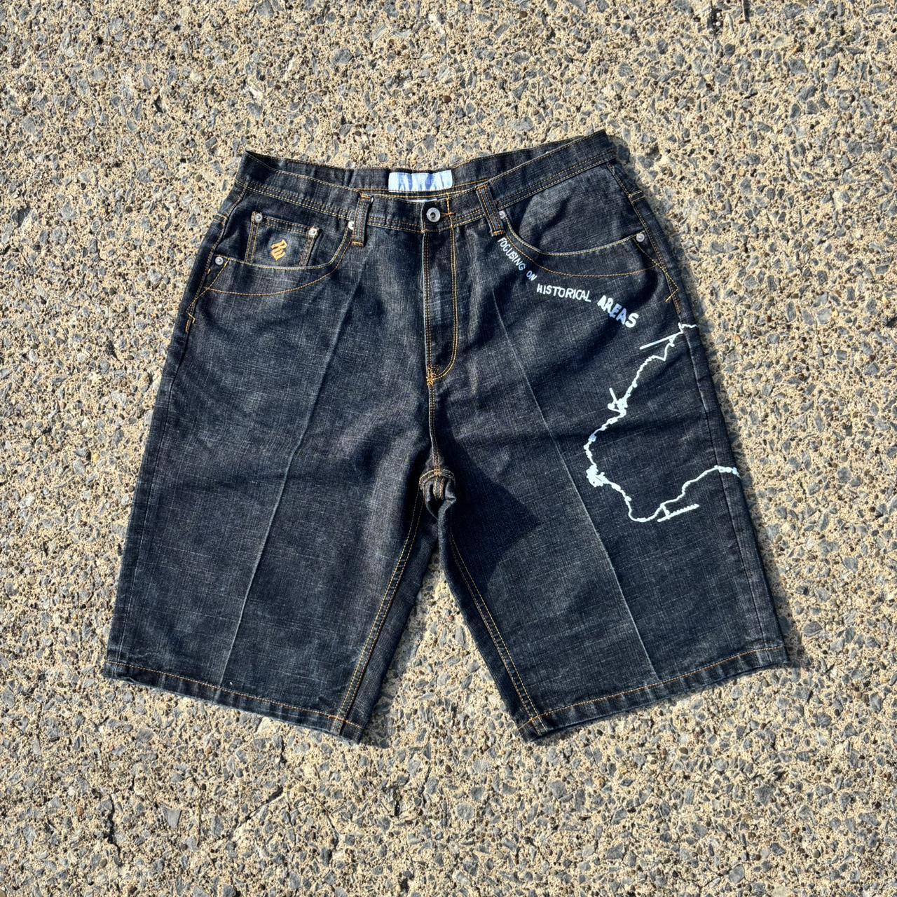 Baggy Y2K rocawear embroidered jorts emo punk... | Depop