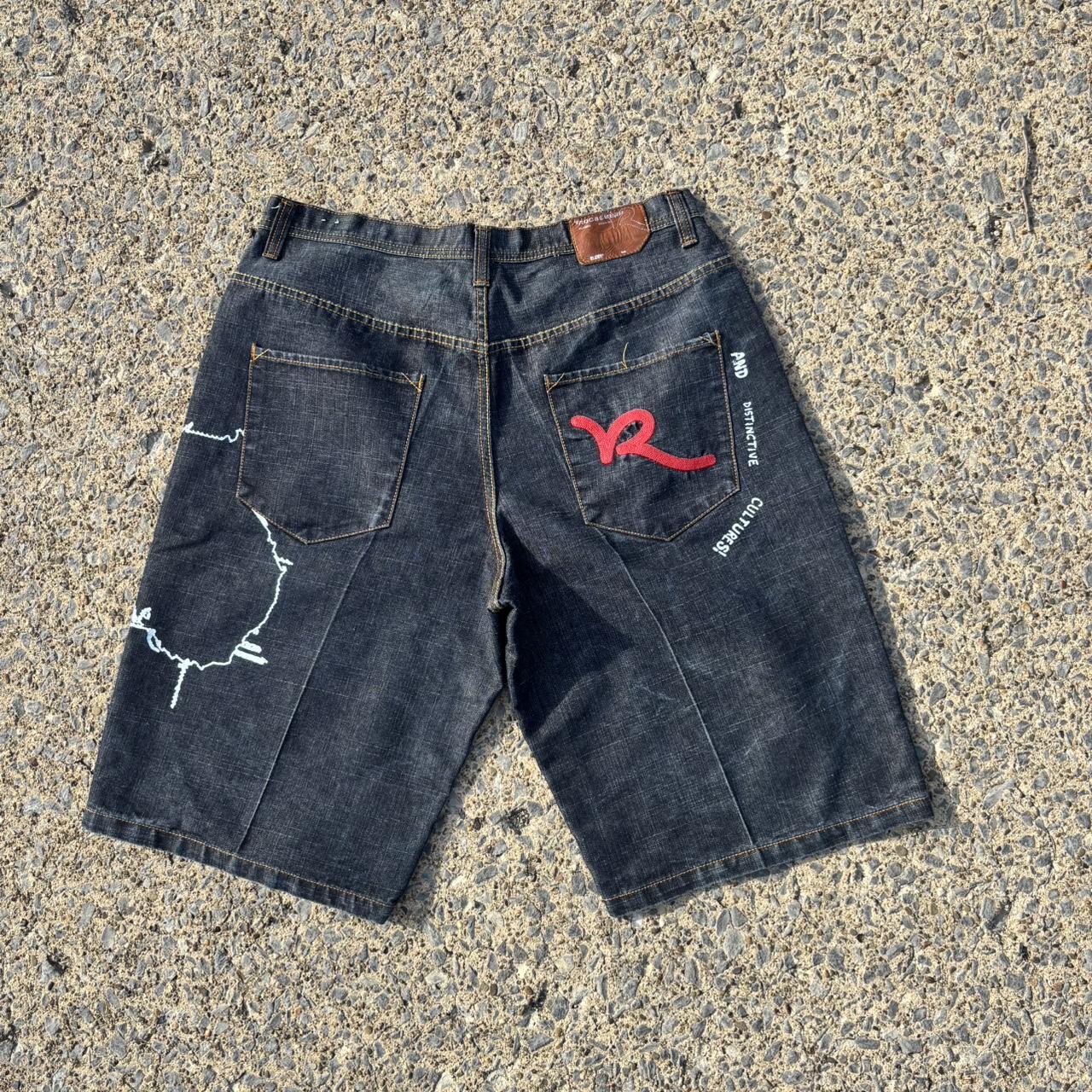Baggy Y2K rocawear embroidered jorts emo punk... | Depop