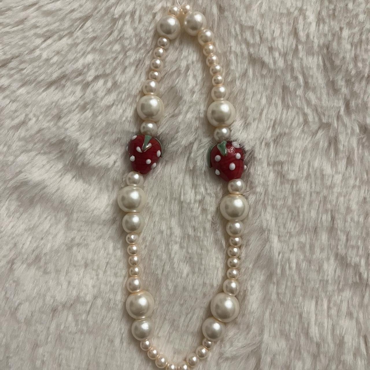 2 Strawberries and cream phone charm chain - Depop