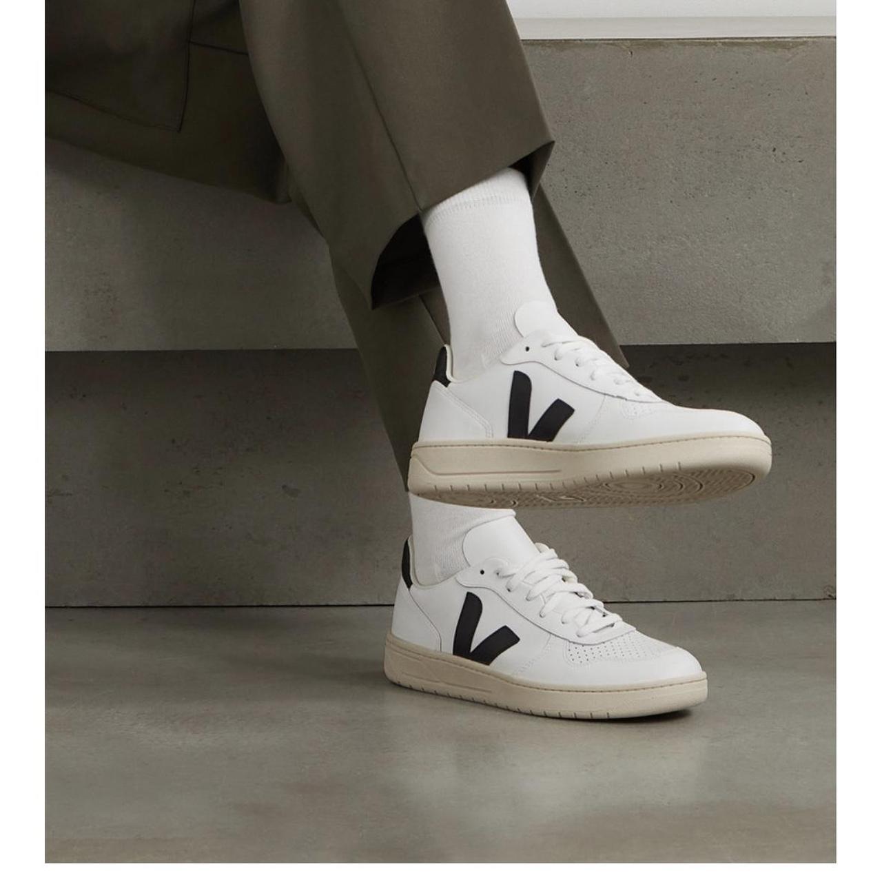 Black and White Classic Veja Sneakers - Depop