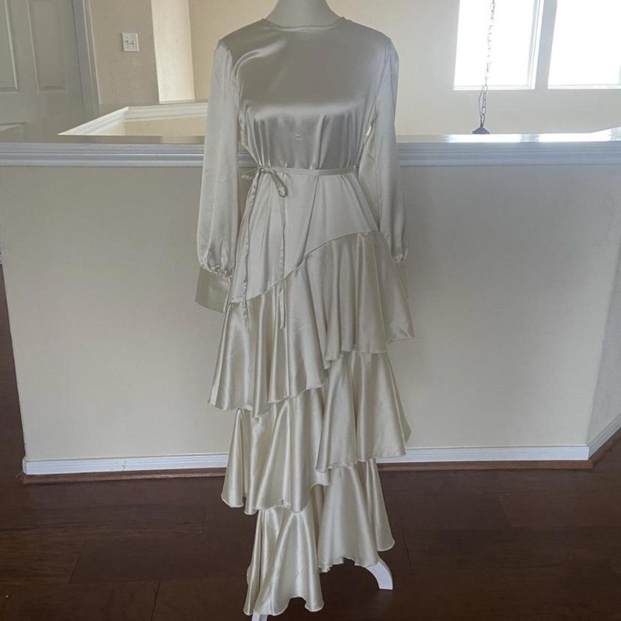Elegant modest satin dress. Simple and chic. Worn... - Depop