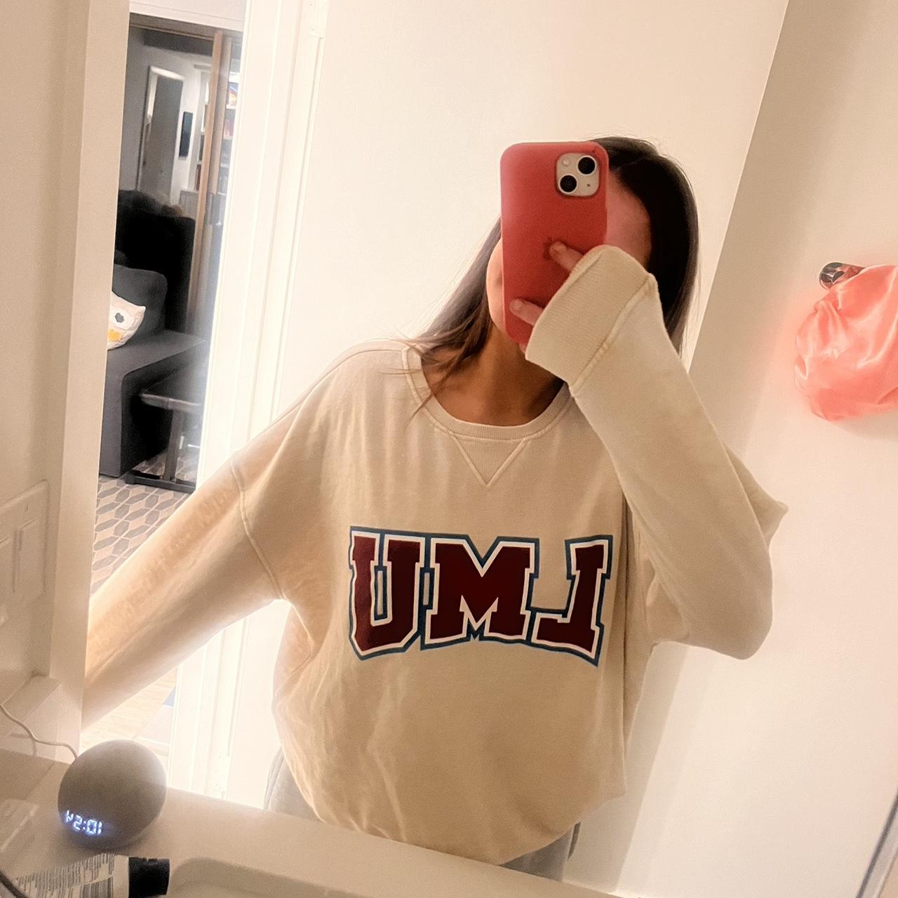 LMU crewneck Letters are much more bright red in... - Depop