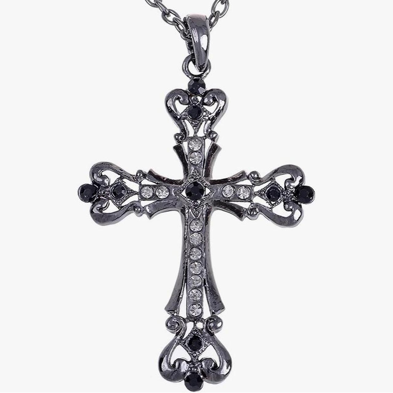 Bedazzled Cross Necklace Charm is 2” long and... - Depop