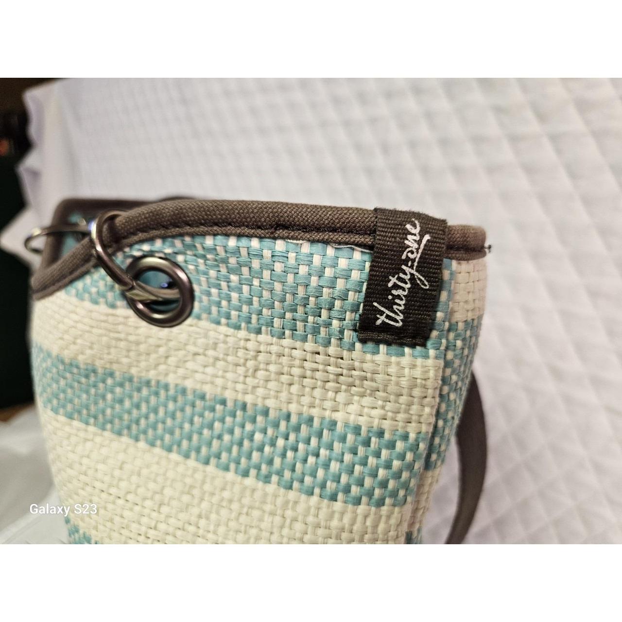 Thirty-One C Mini ToteRetired Turquoise St Stripe... | Depop