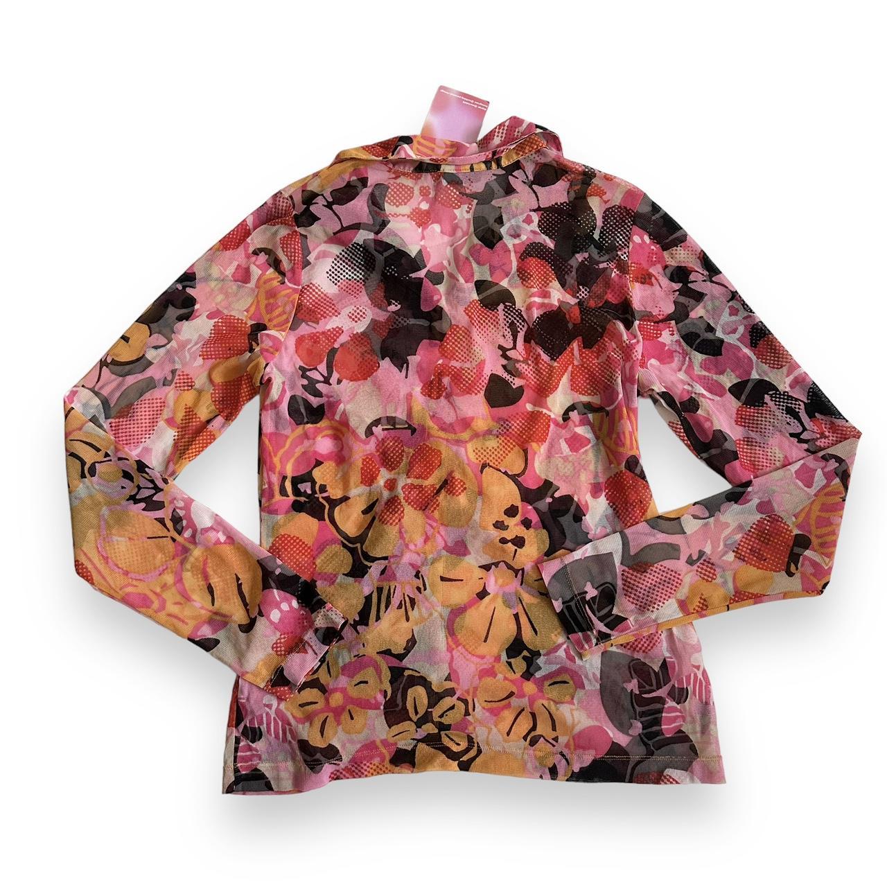 really cool funky mesh graphic button up shirt with... - Depop