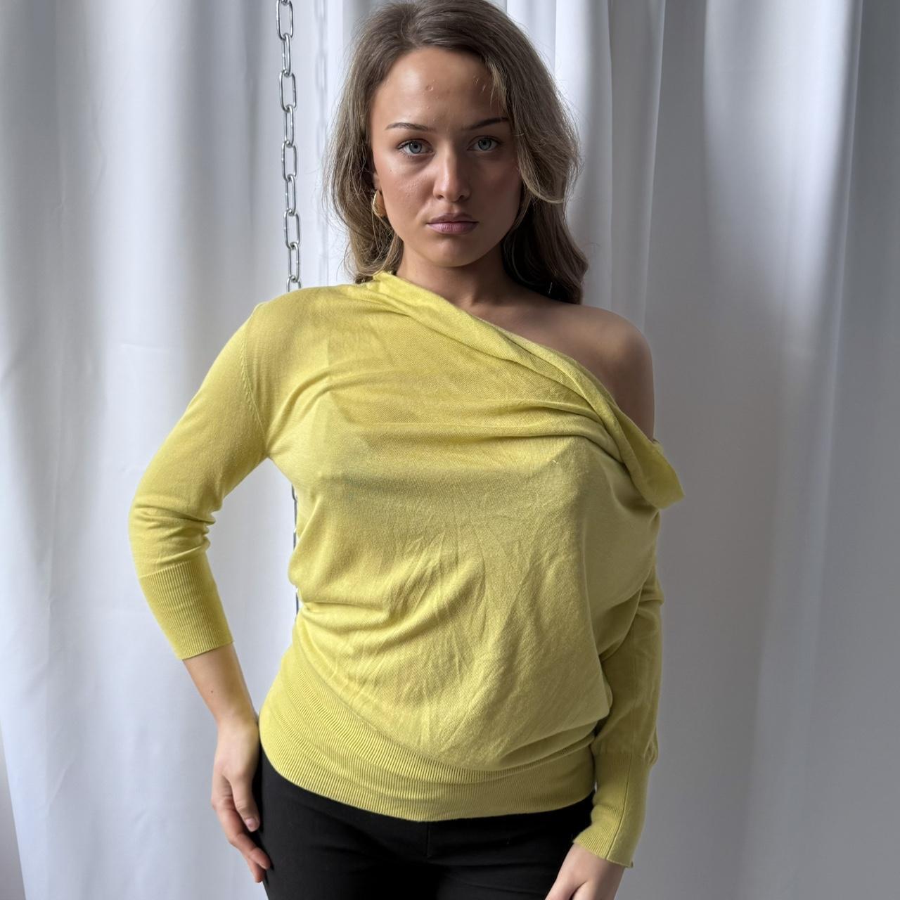 vintage archival thin knit slouchy blouse with low... | Depop