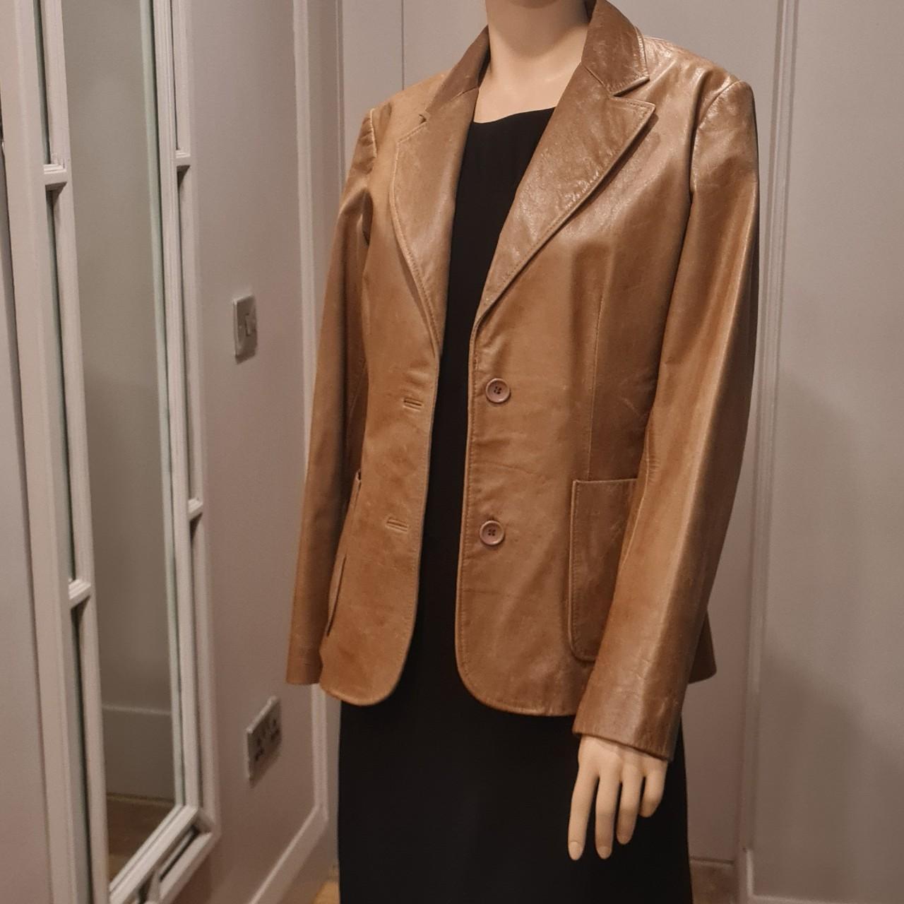 NAF NAF authentic leather jacket Size XL but like... - Depop