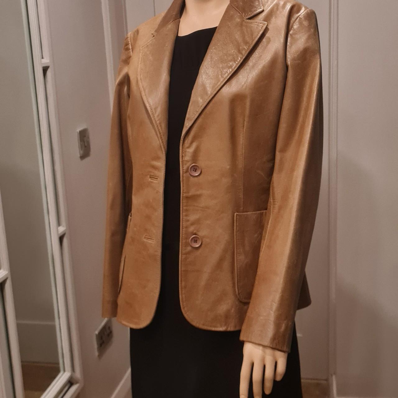 NAF NAF authentic leather jacket Size XL but like... - Depop