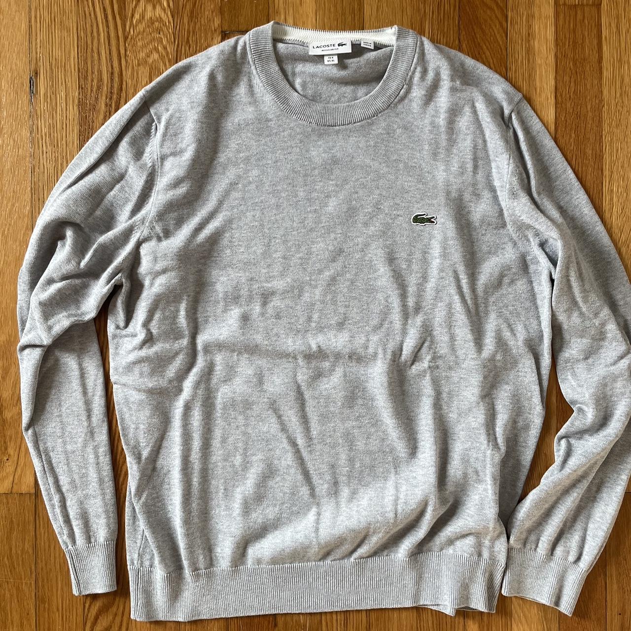 Lacoste - Grey Crewneck Cotton Sweater L - Depop