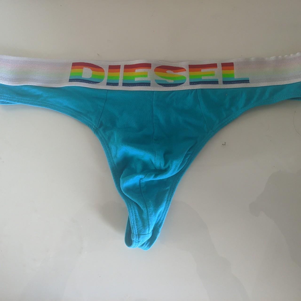 Turquoise Diesel men's thong Size L - Depop