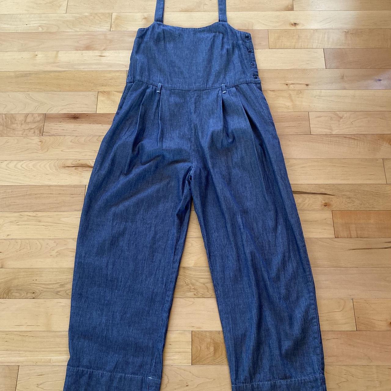 100% Cotton Kowtow Resort Wear Blue Overalls. Side... - Depop