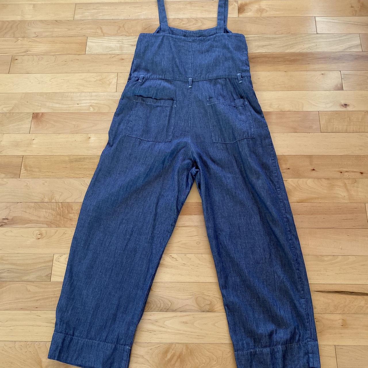 100% Cotton Kowtow Resort Wear Blue Overalls. Side... - Depop