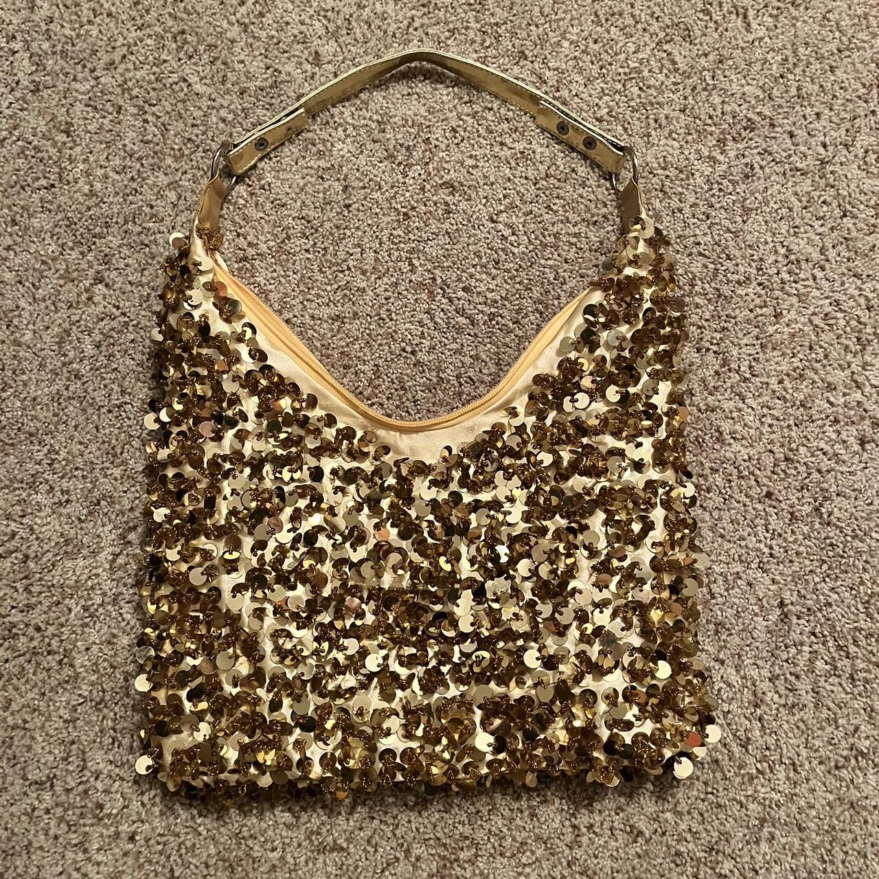 Gold sequin bag purse - Depop