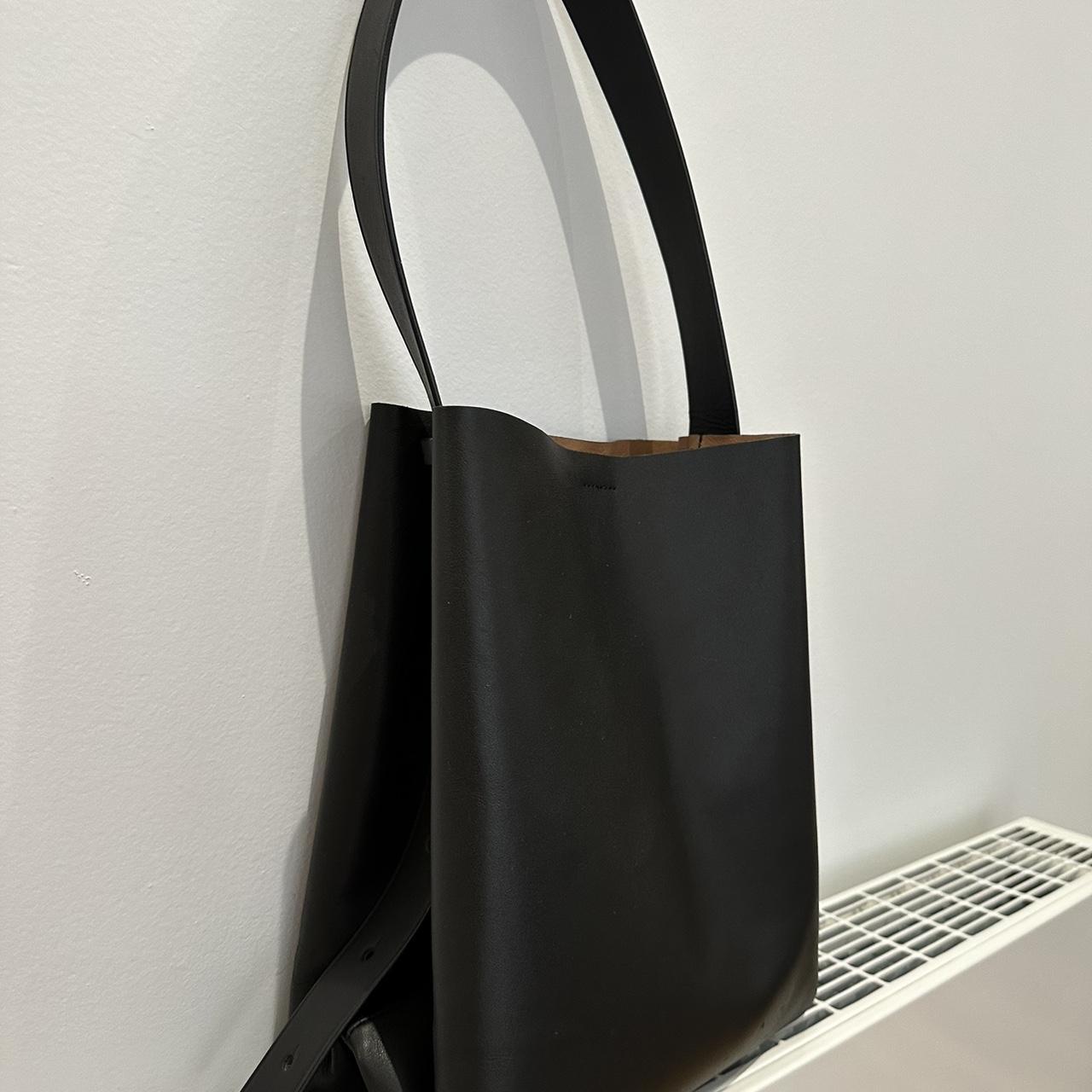 COS medium grained leather tote, black, retail price... - Depop