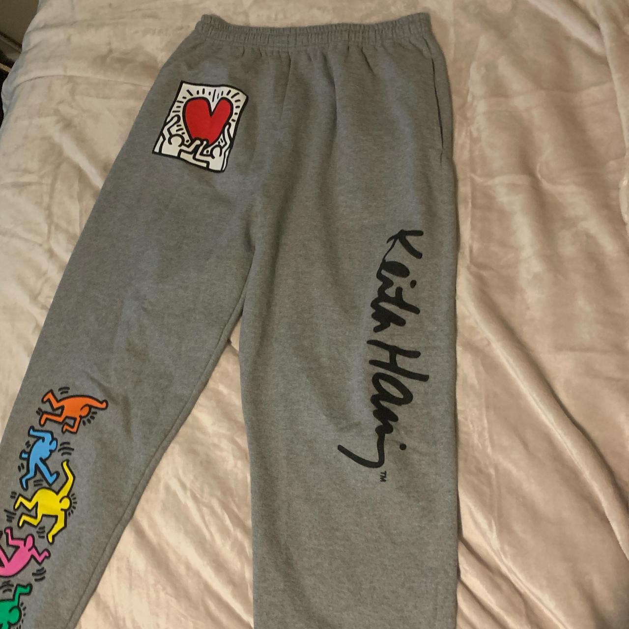 2000s Keith Haring grey and red sweatpants #KeithHaring - Depop
