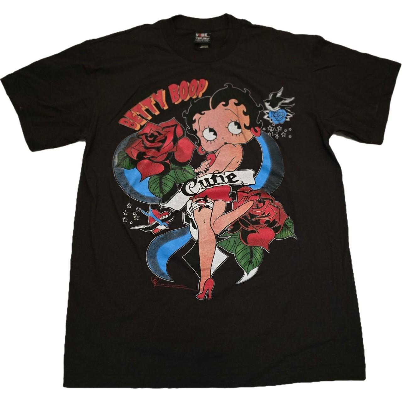 Modern print Betty Boop graphic tee with bold red... | Depop