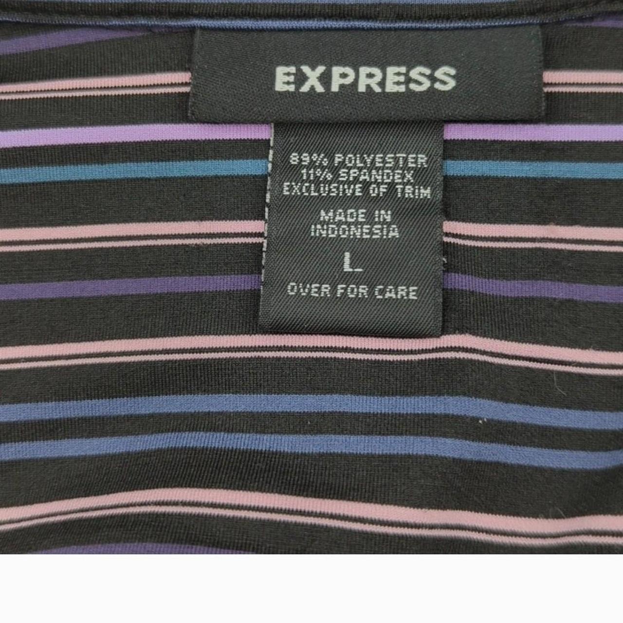 Express Striped 90s Tie Sleeve and Back Button Up... - Depop