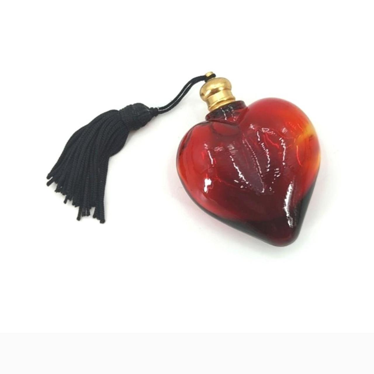 Vintage Red Glass Heart Perfume Bottle - Depop