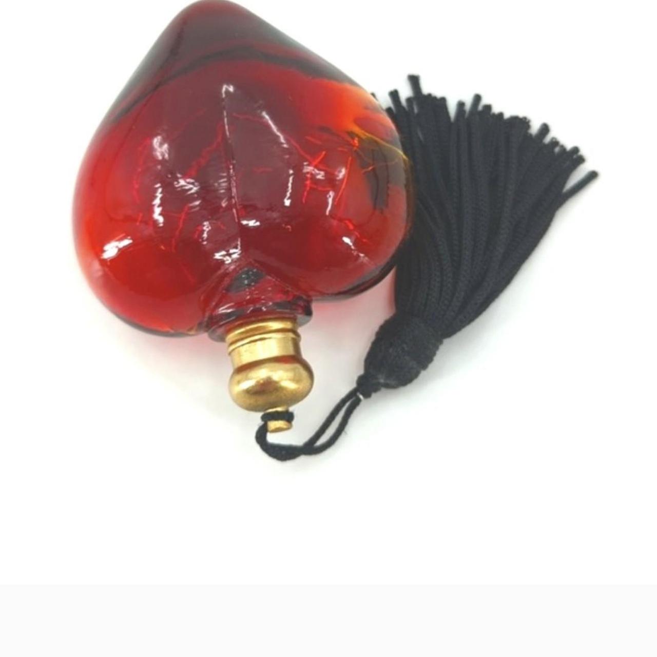 Vintage Red Glass Heart Perfume Bottle - Depop