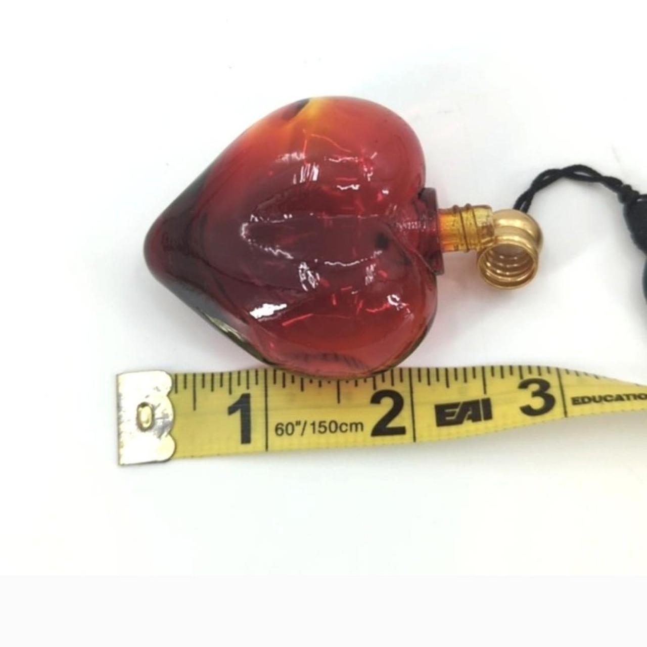 Vintage Red Glass Heart Perfume Bottle - Depop