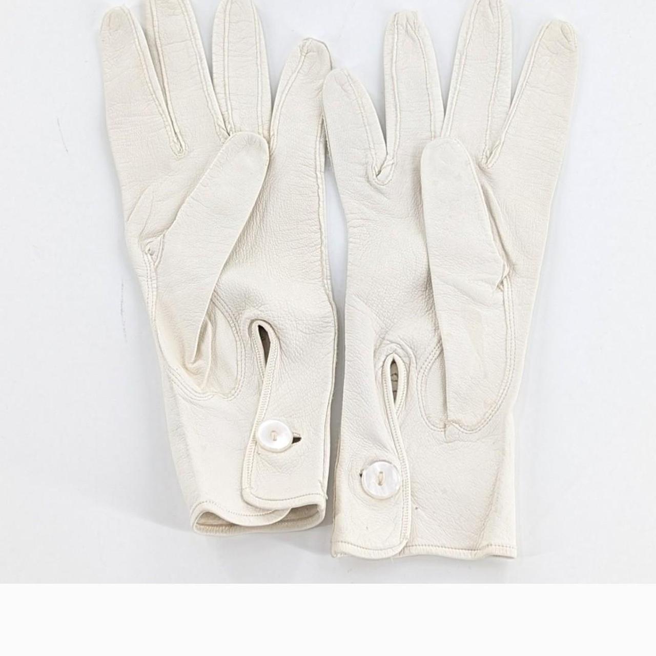 Vintage Sam Budd White Calfskin Leather Gloves Size... - Depop